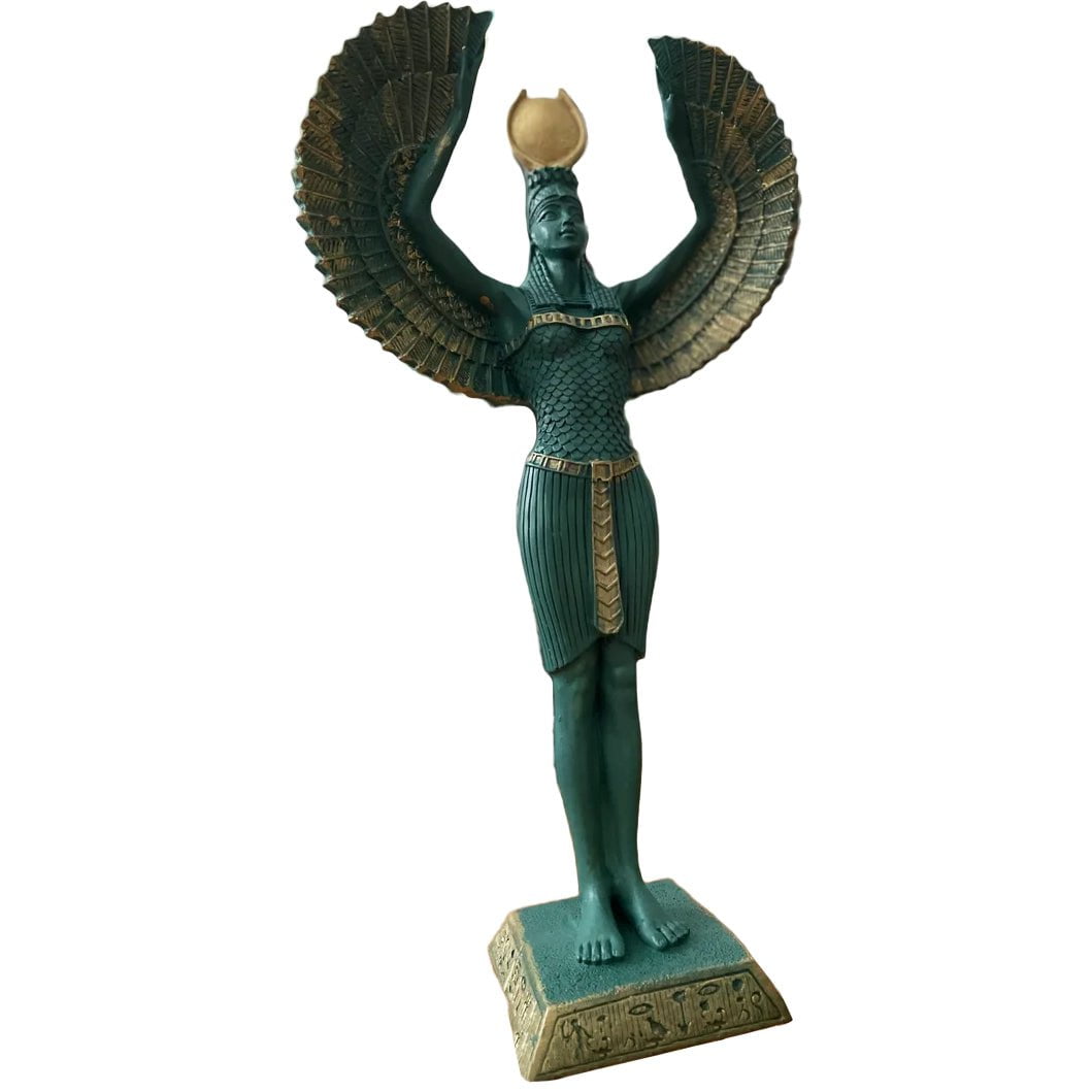 Green & Gold Isis Open Wings Sculpture – Articture