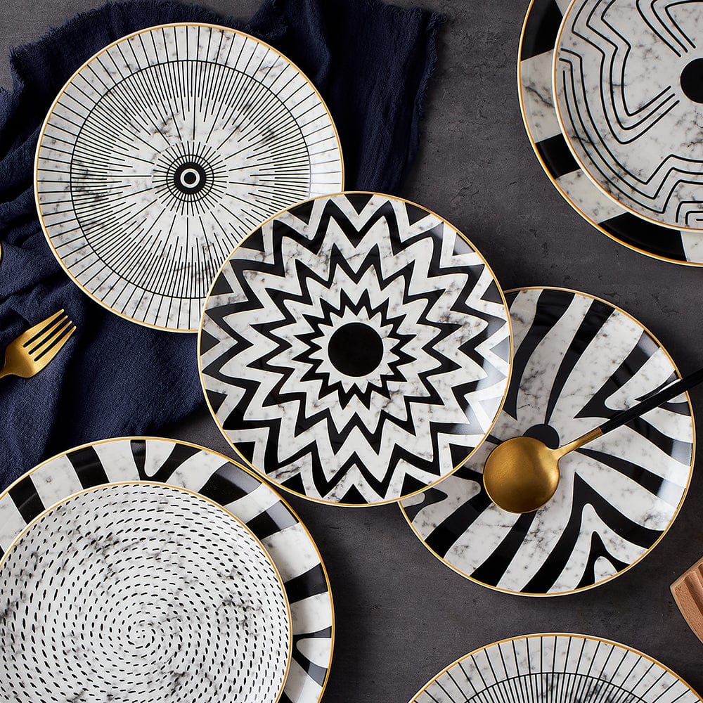 Euclid Plate Collection | Modern Black & White Dinnerware Set – Articture
