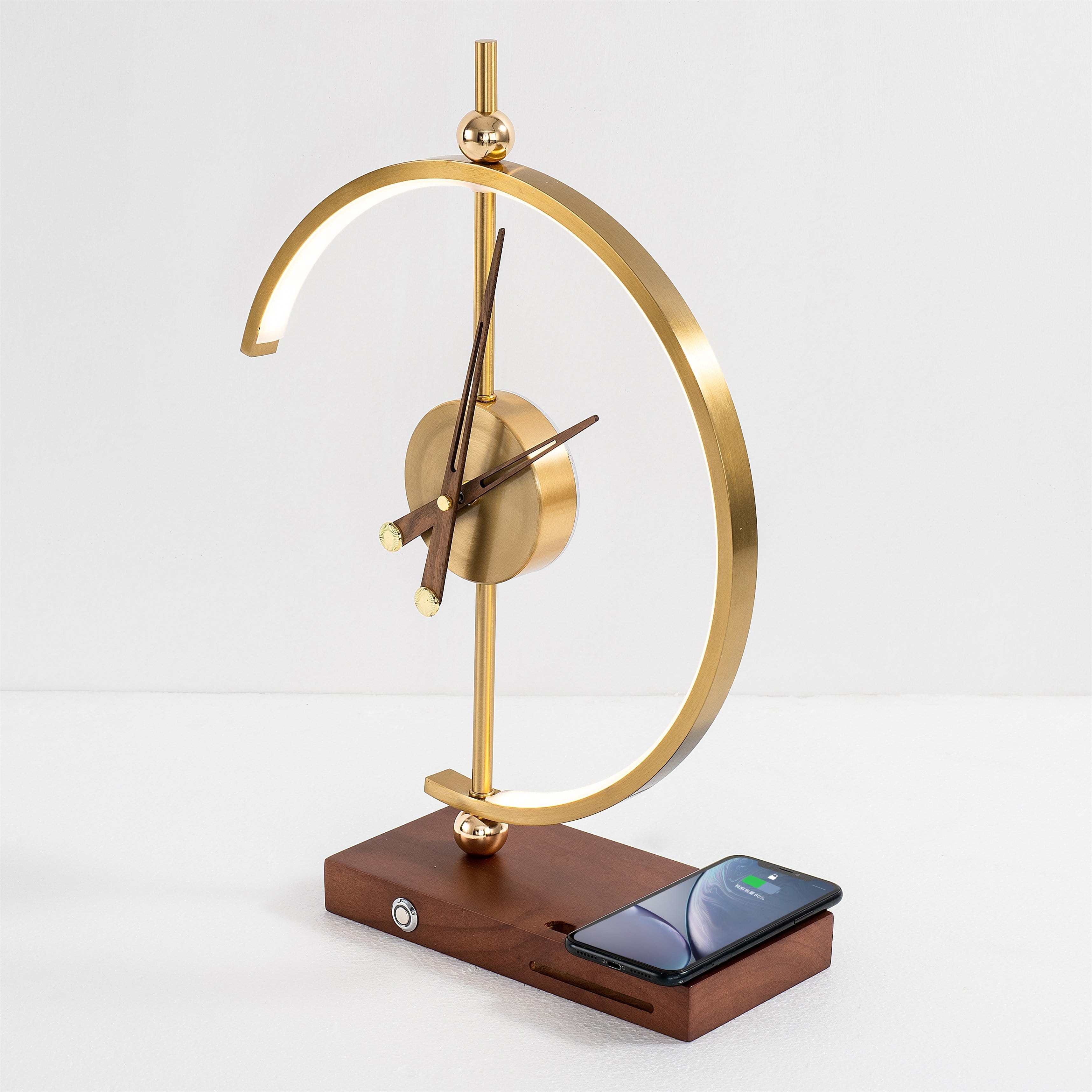 Khonsu Clock Lamp | Modern Table Lamp with Wireless Charging Station ...