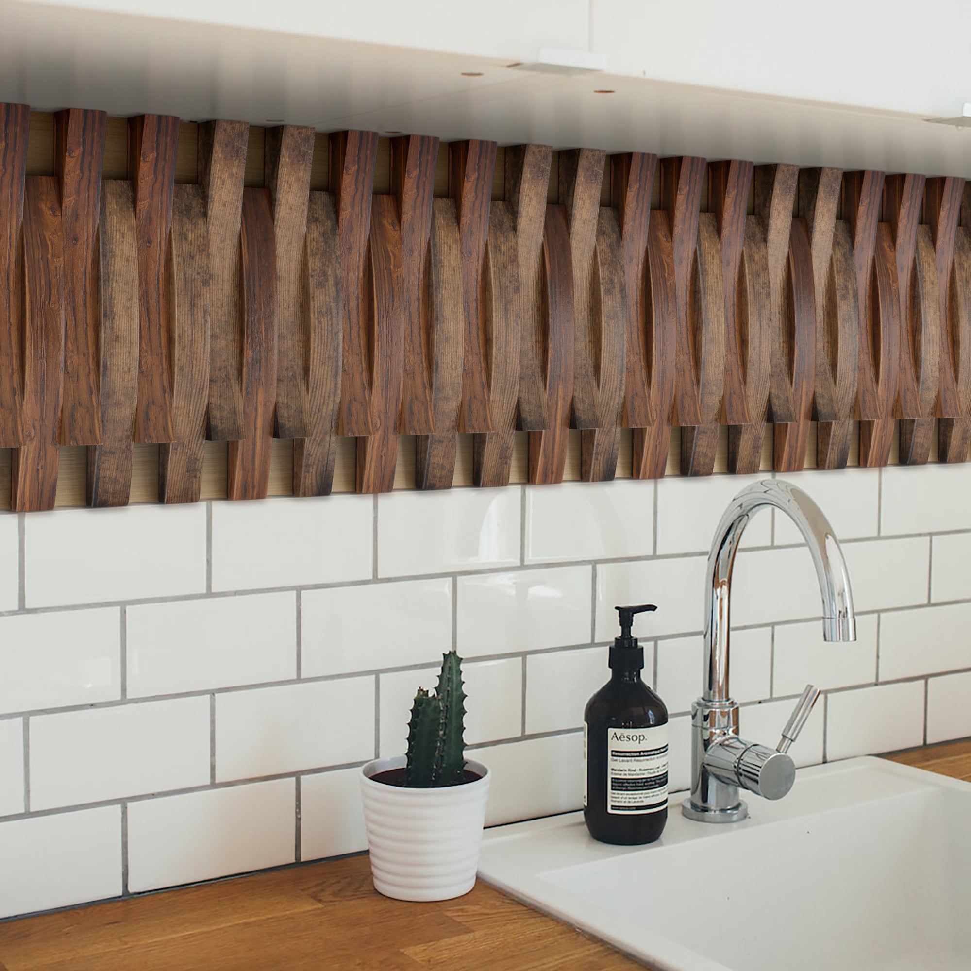 Linear Curve Wood Mosaic Wall Panel – Articture