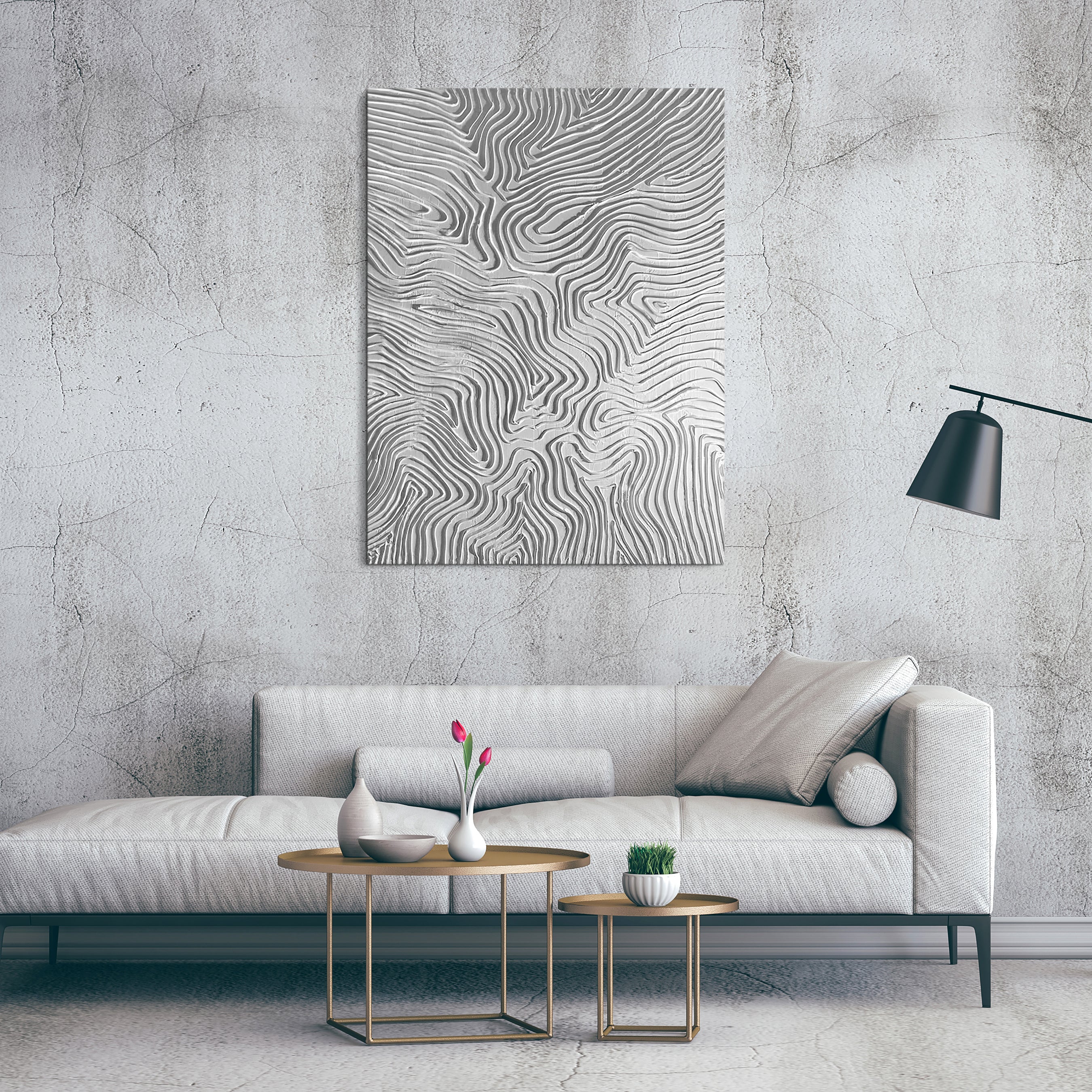 Organic White Line Texture Painting Wall Art – Articture
