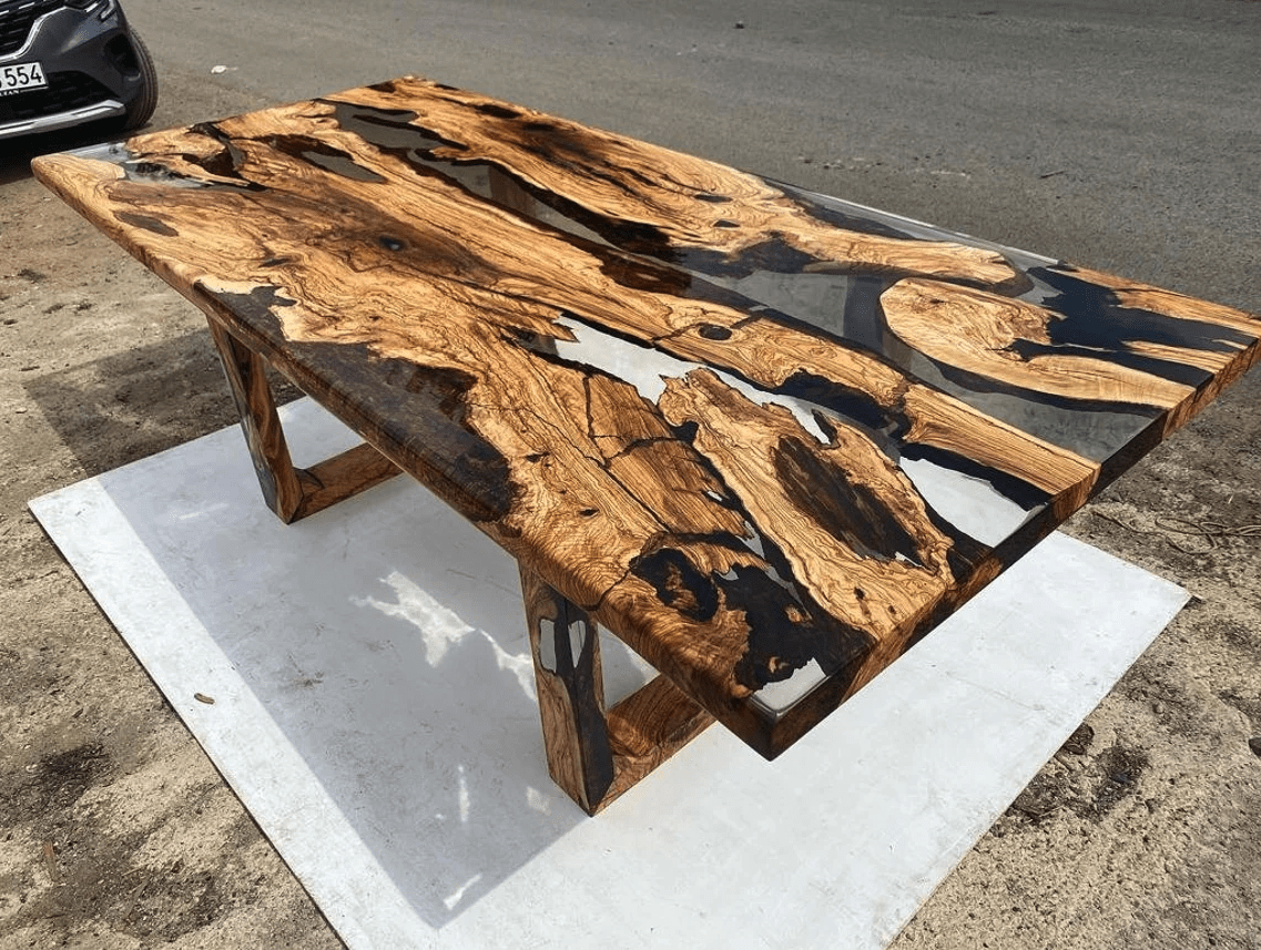 Clear Smoke Solid Wood Epoxy Table – Articture