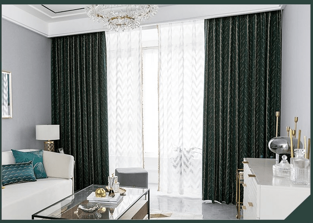 Heavy Emerald Green Chevron Embroidered Drapes – Articture